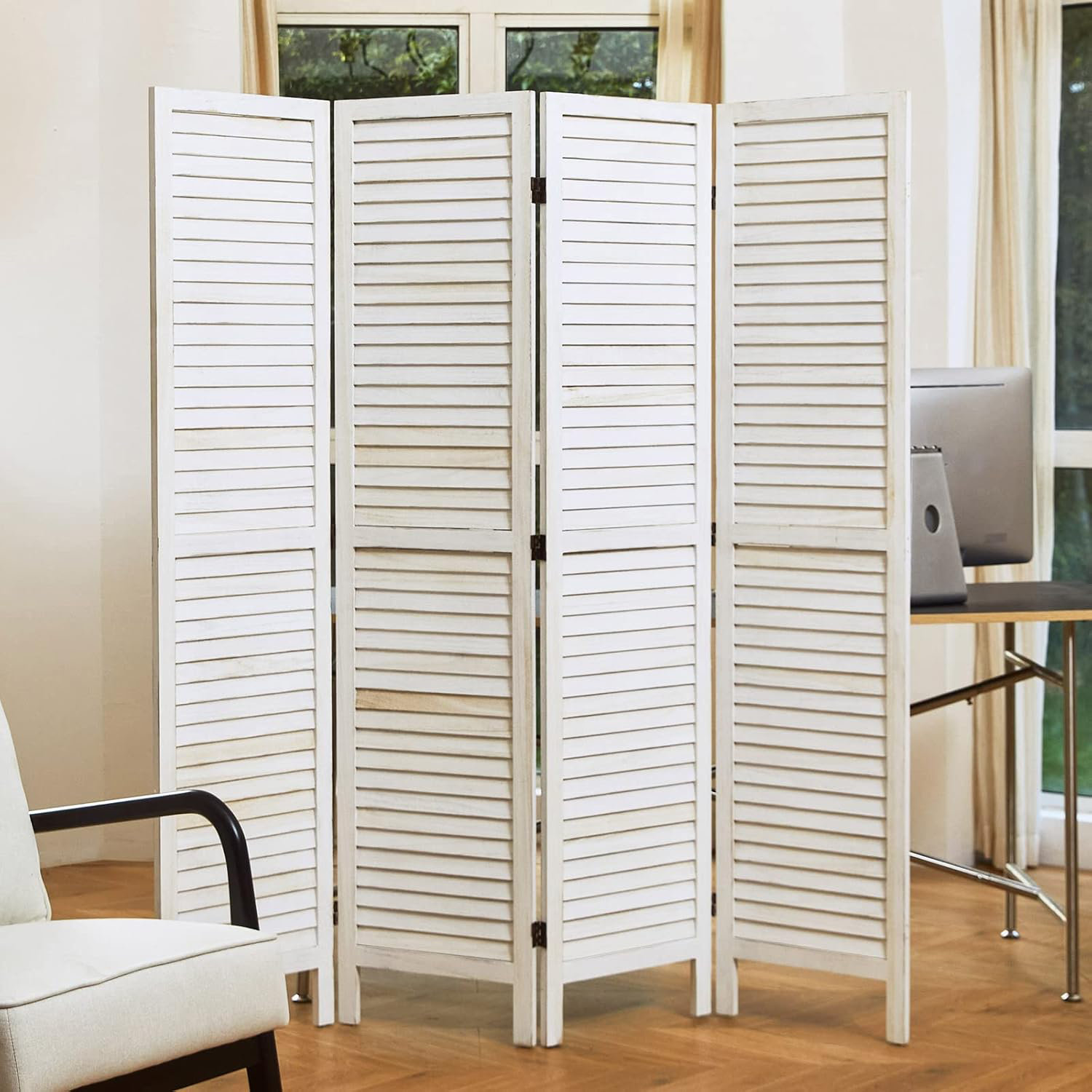 Ebern Designs Room Dividers and Folding Privacy Screens, Wood Louvred ...
