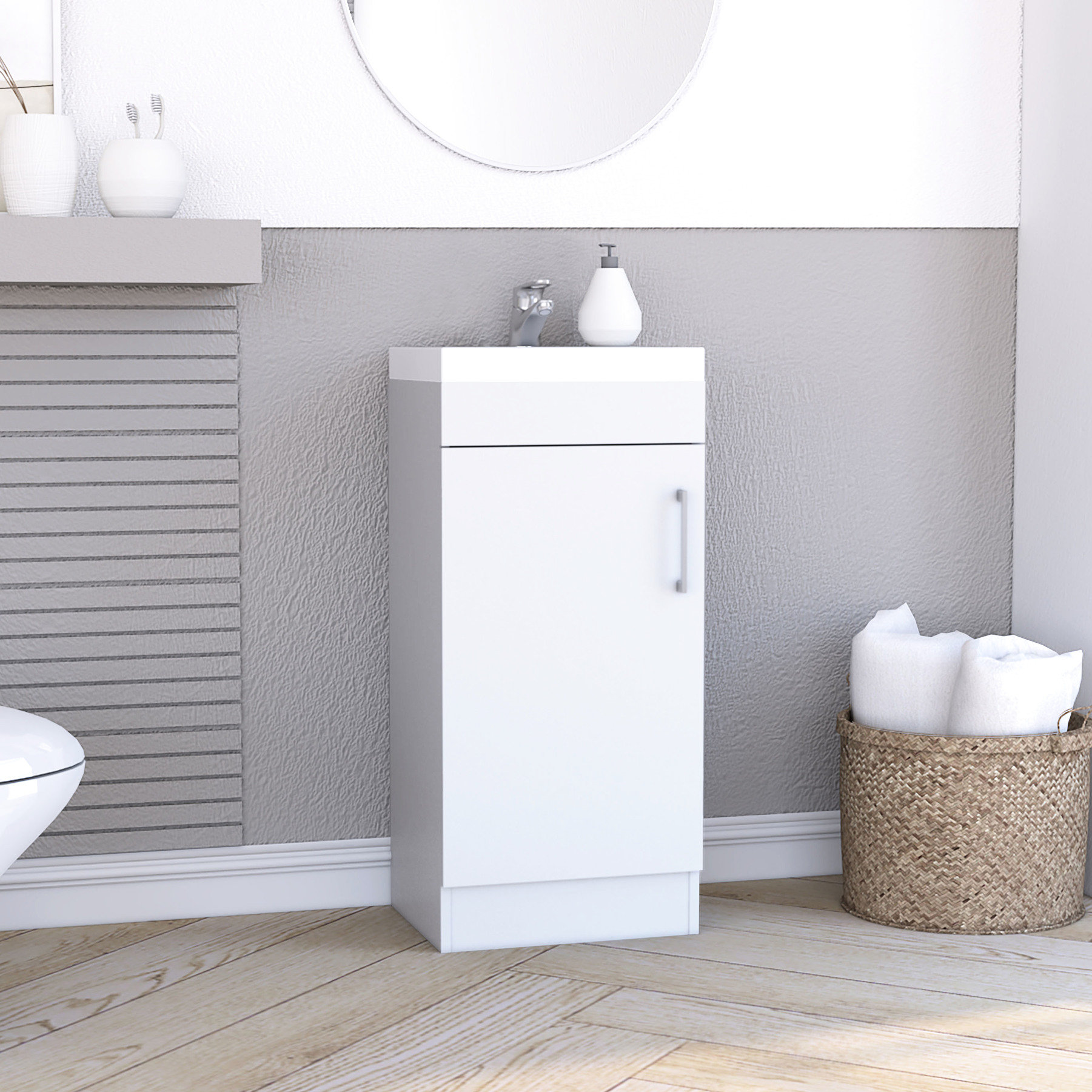 Ebern Designs Bathroom Vanity 16" With White Resin Sink & Metal Handle ...