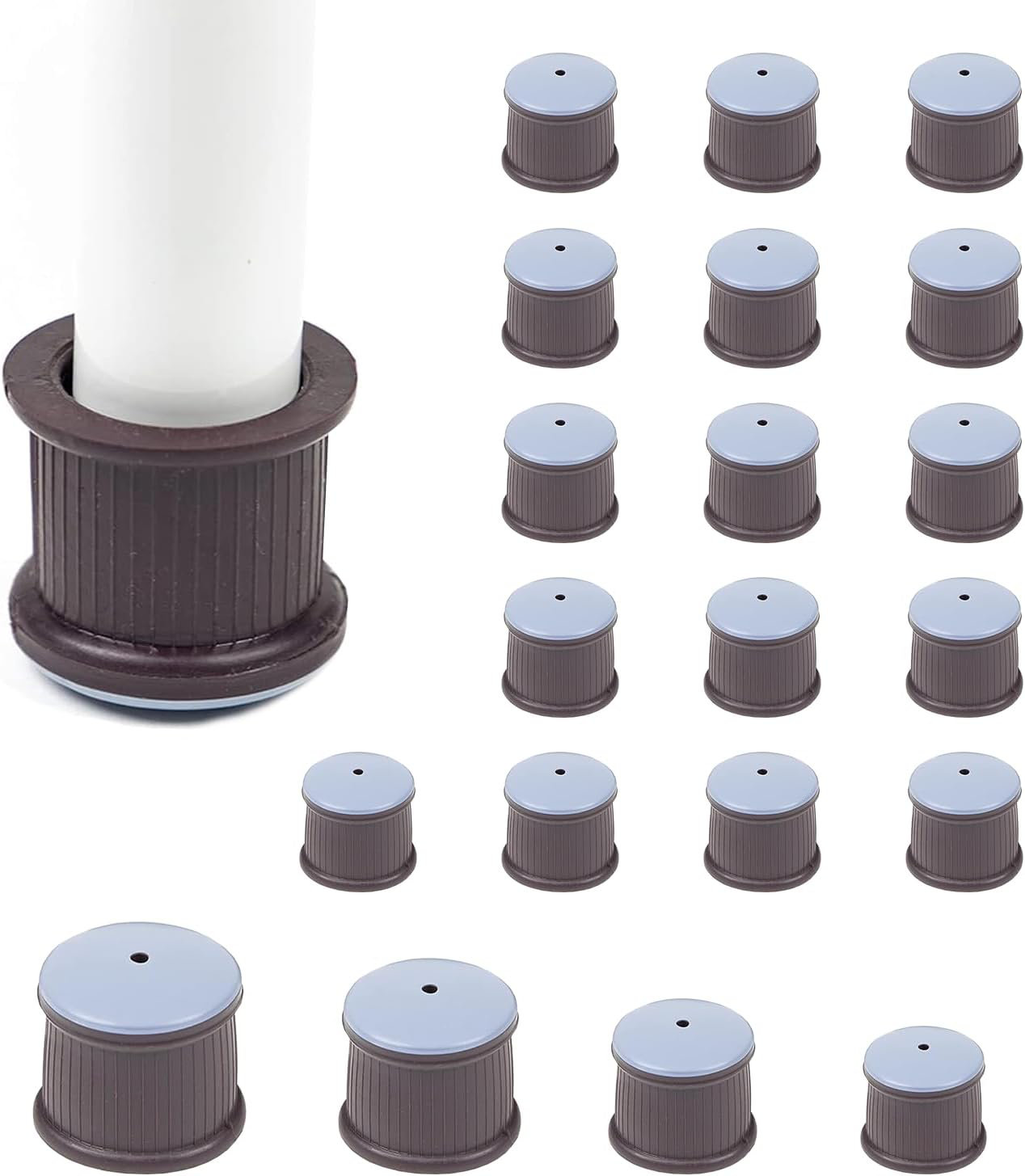 Chair Surfer Chair Leg Caps Floor Protectors (Round/16 Set, XXS 18-19mm ...