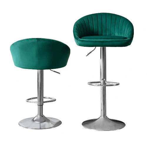 Mercer41 Swivel Upholstered Adjustable Height Counter Stool with Metal ...