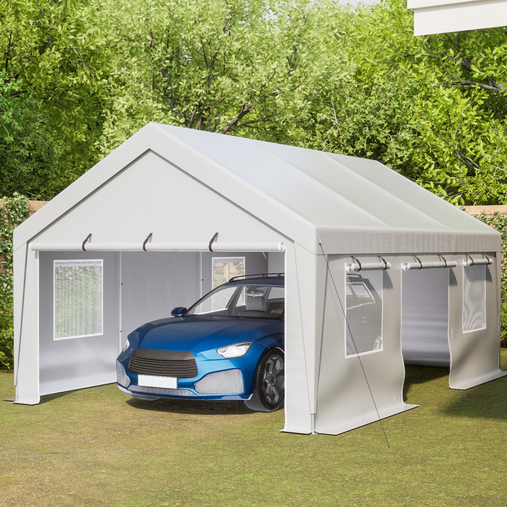 Thanaddo 13 Ft. W x 20 Ft. D Garage Heavy Duty Carport Portable Garage ...