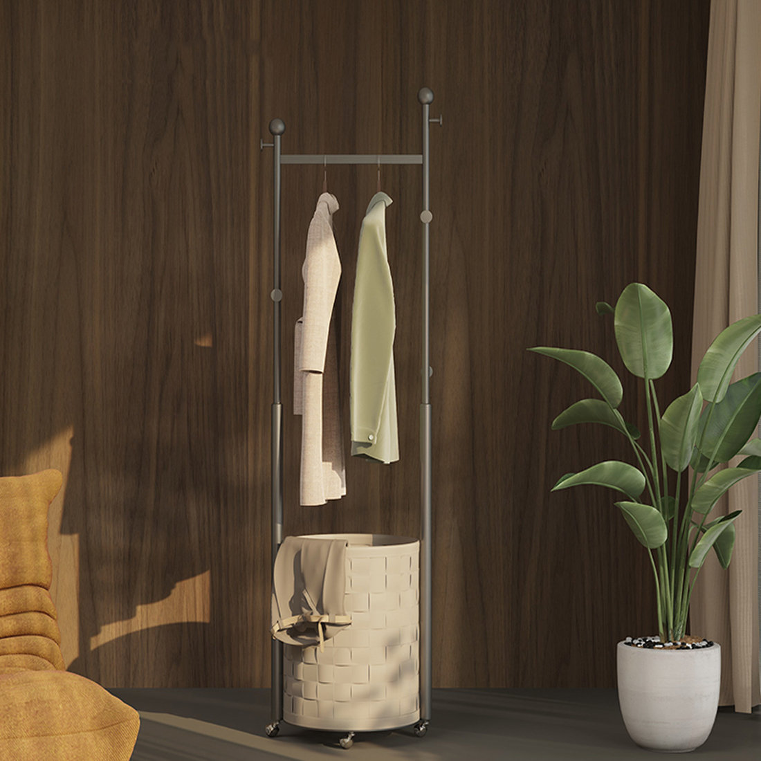 PPEDKS Grey Titanium Stainless Steel Coat Rack with Wheel - Wayfair Canada