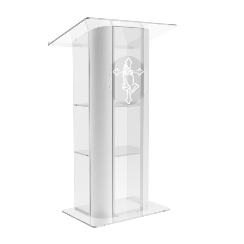 FixtureDisplays Clear Acrylic Plexiglass Lucite Podium Curved Brushed ...