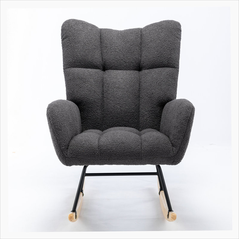 Corrigan Studio® Rocking Chair with Pocket, Soft Teddy Fabric Rocking ...