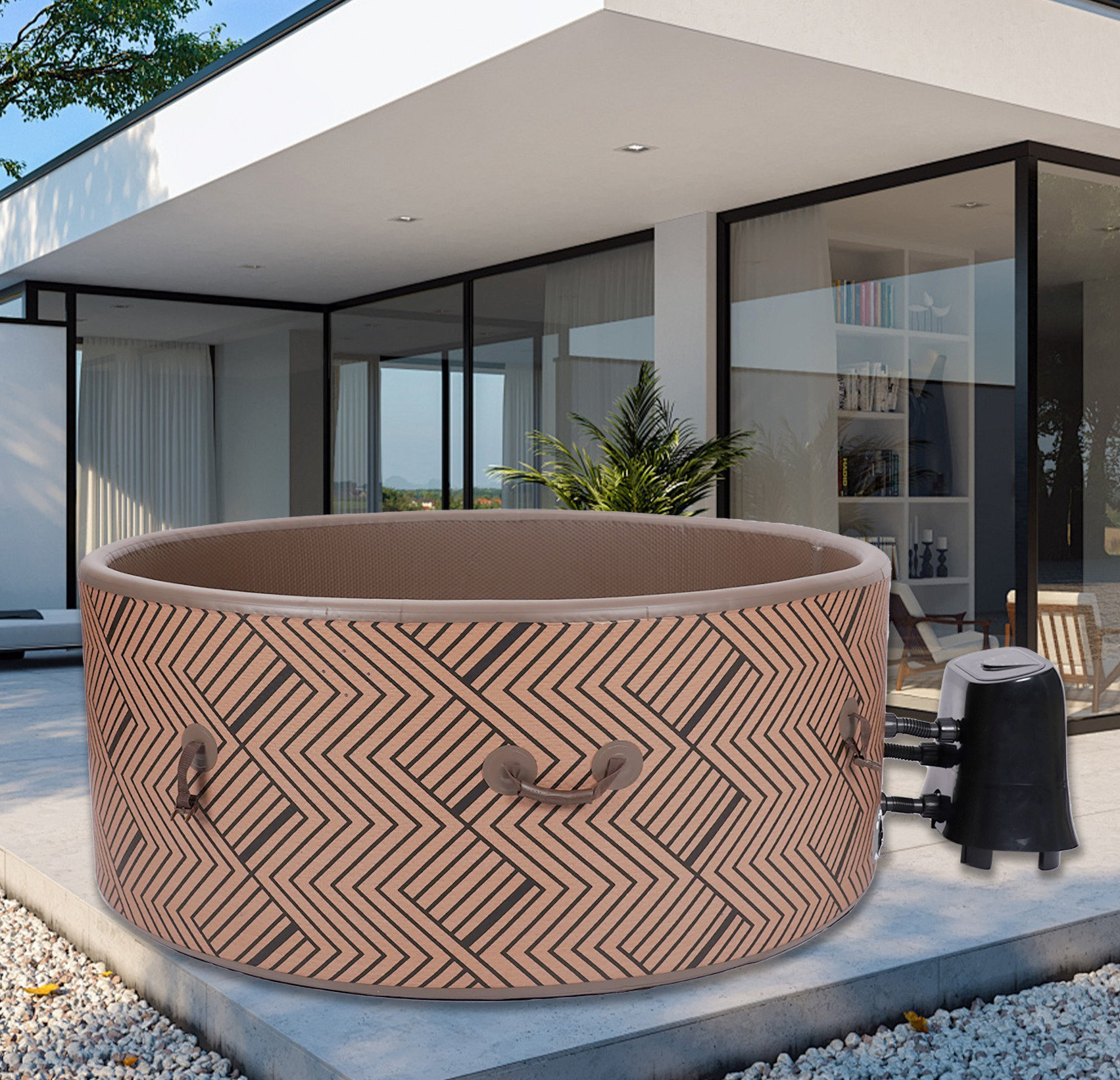 RELXTIME 82 Inch Circular Inflatable Soothing Massage Hot Tub, Energy ...