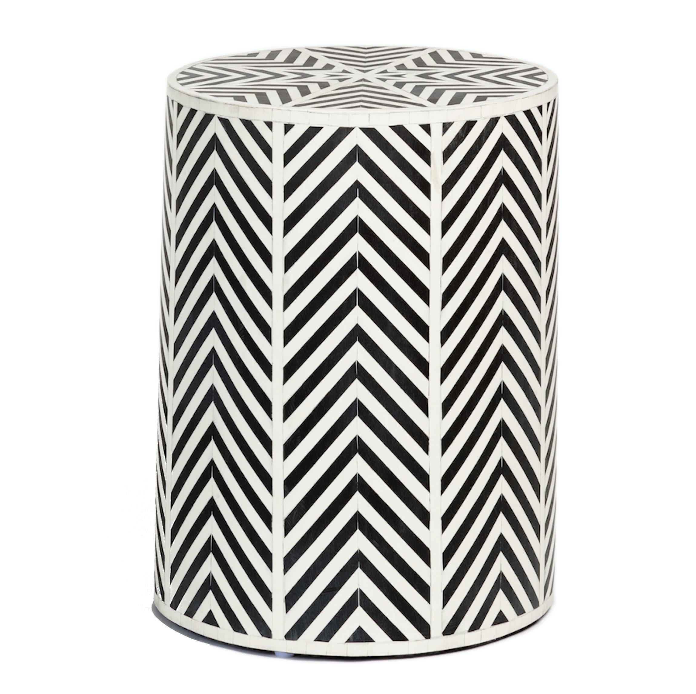 Union Rustic Keesee Black and White Bone Inlay End Table | Wayfair