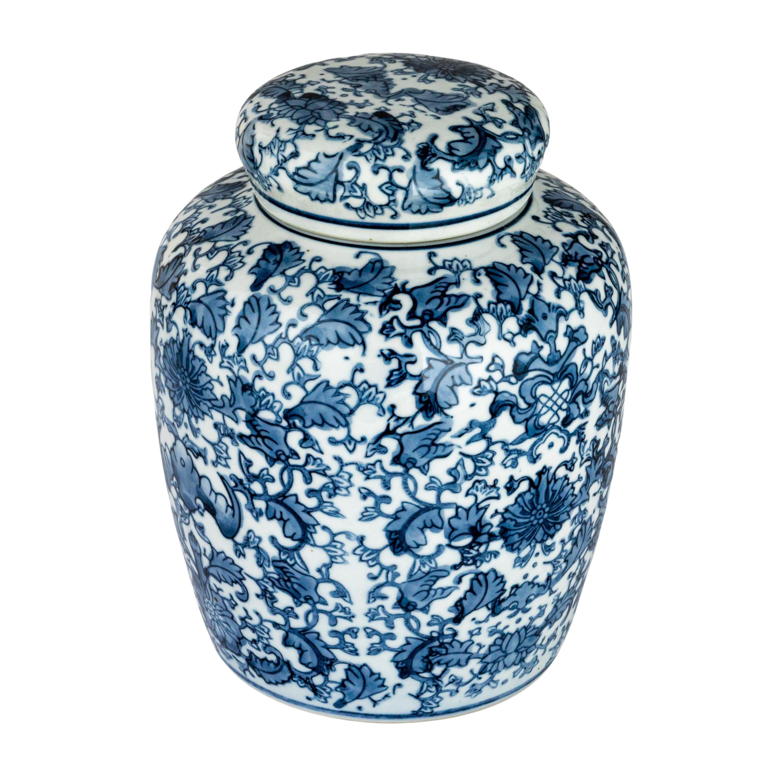 Lark Manor™ Decorative Blue And White Ceramic Ginger Jar With Lid ...