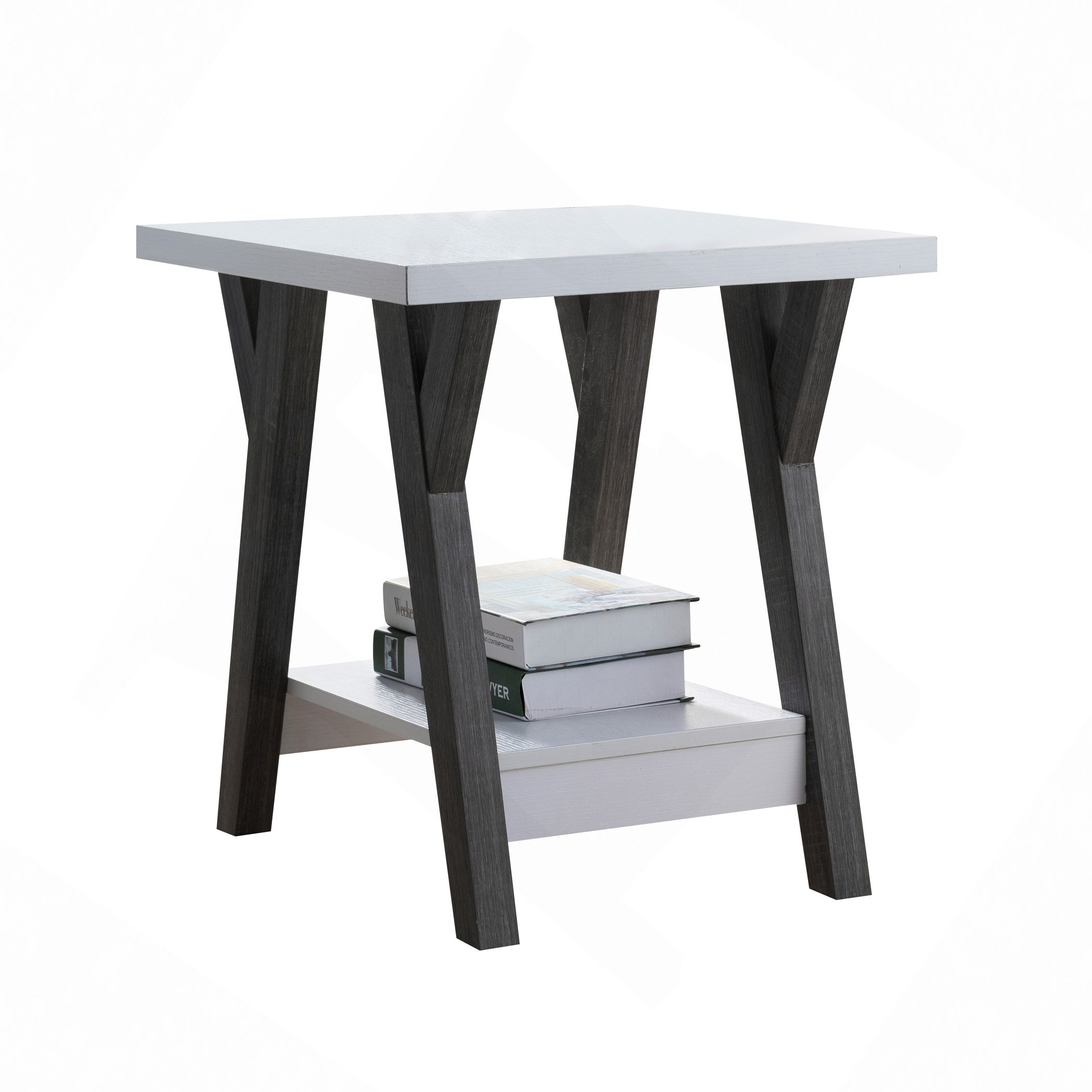 Ebern Designs Modern White End Table, Chair Side End Table For Living ...