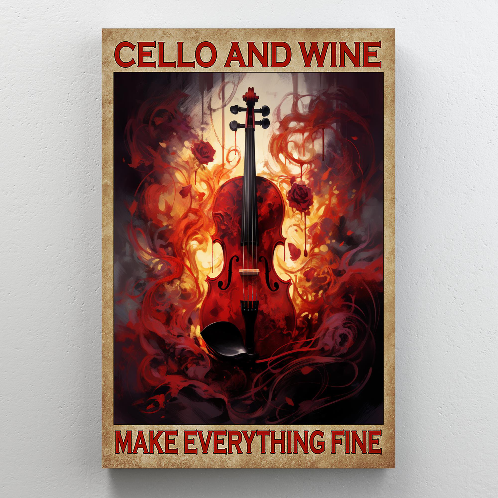 Trinx Cello And Wine Make Everything Fine - 1 Piece Rect Cello And Wine ...