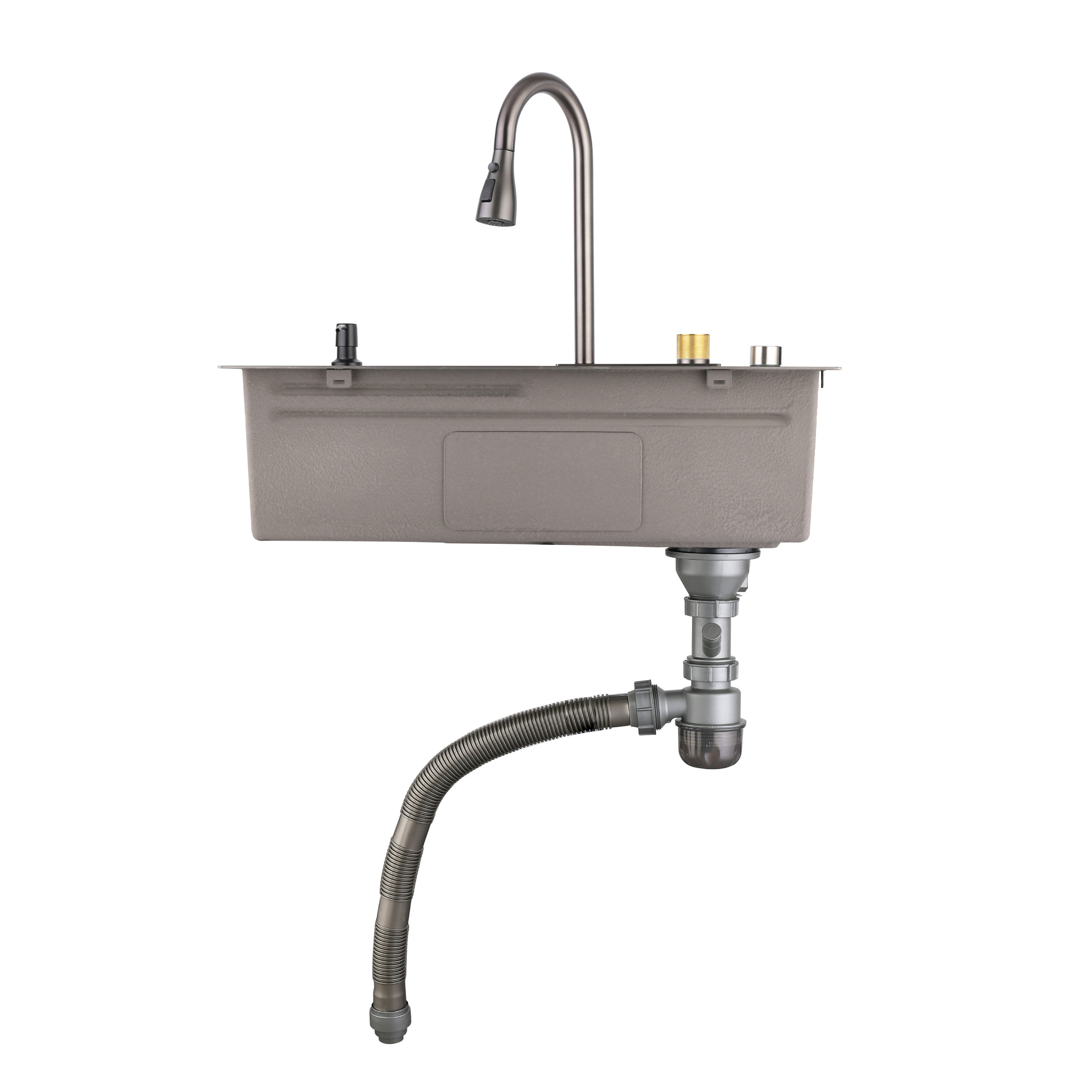 Rainlex Waterfall Kitchen Sink 30×22″ Black Stainless Steel Single Bowl ...