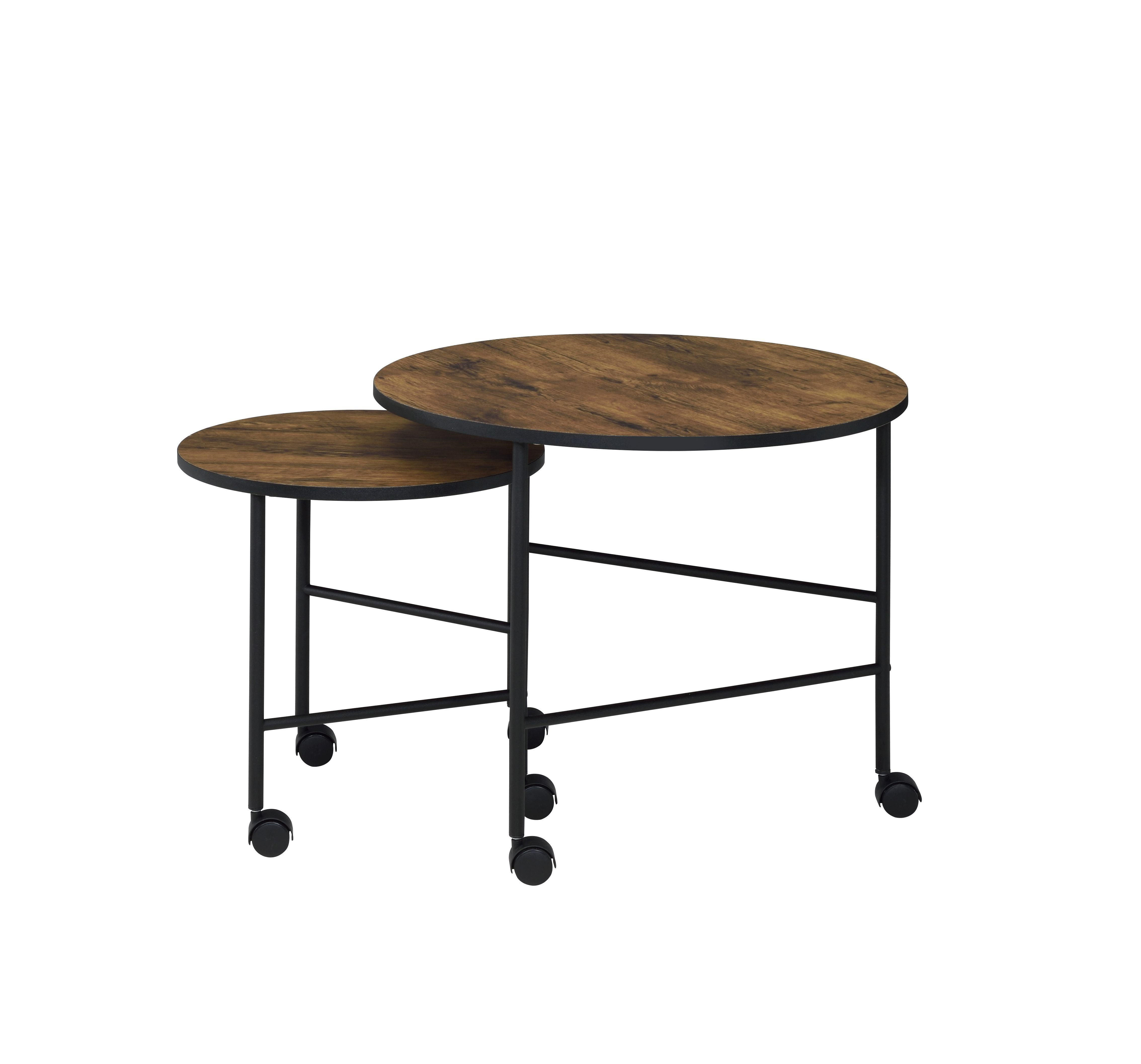 Union Rustic Lorene Industrial 3-Leg Round Nesting Table Set with with ...
