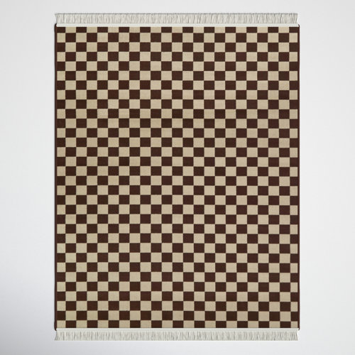 Habra Checkered Recycled Brown / Beige Rug & Reviews | Joss & Main