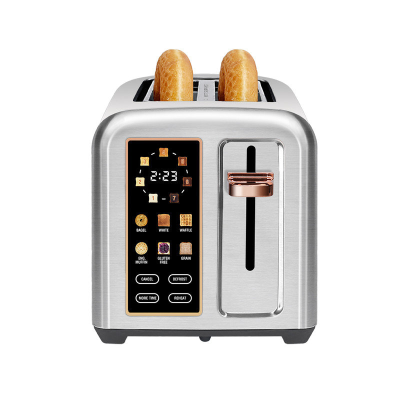 YUKOOL Stainless Toaster 2 Slice,LCD Display&Touch Button,1.4'' Wide ...