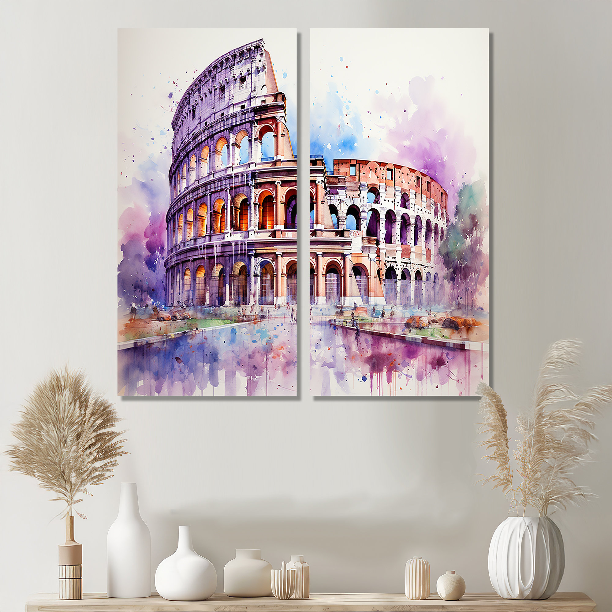 Red Barrel Studio® Italy Roman Colosseum 2 - Blue Traditional Wall Art ...