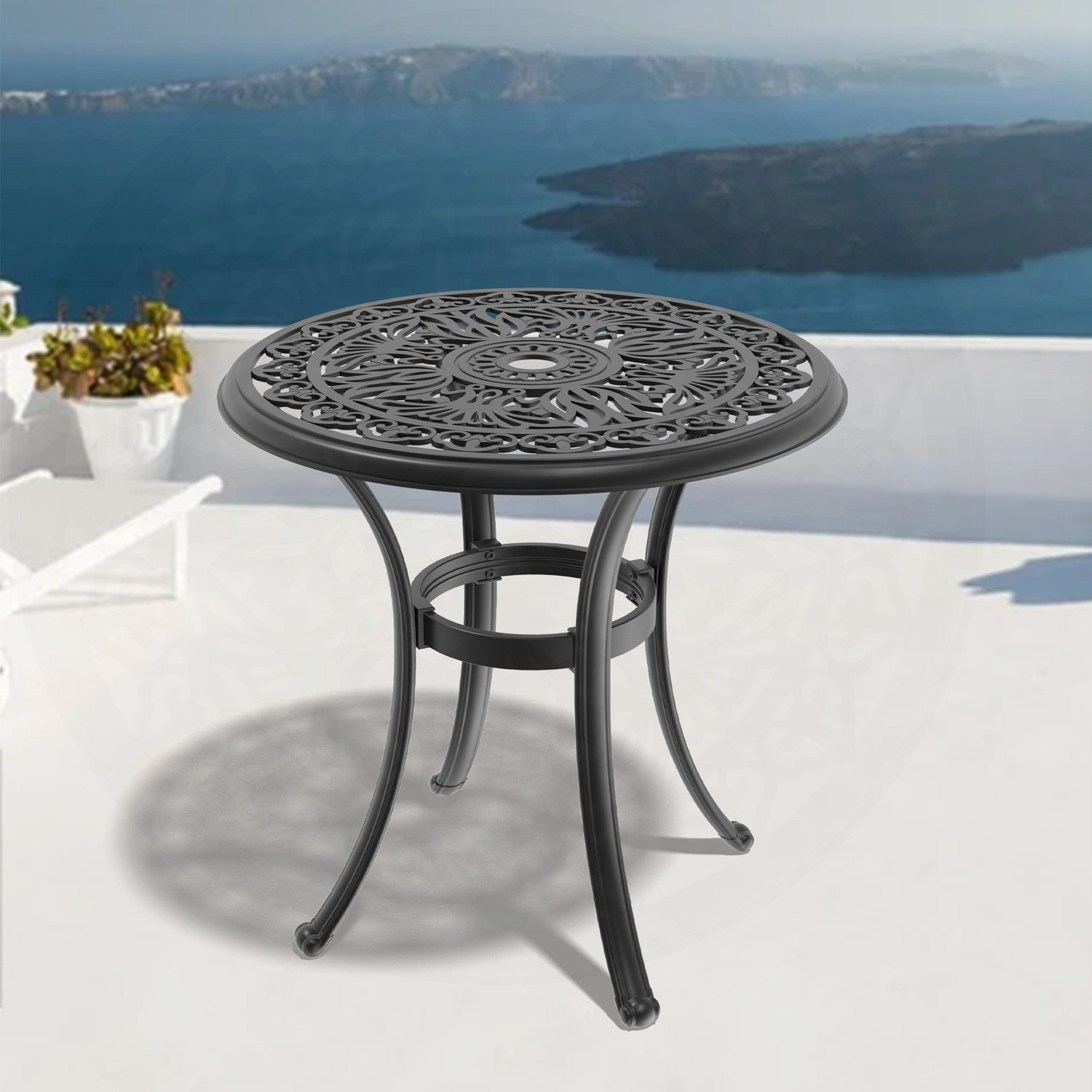 Fleur De Lis Living Exquisite Cast Aluminum Patio Table for Outdoor ...