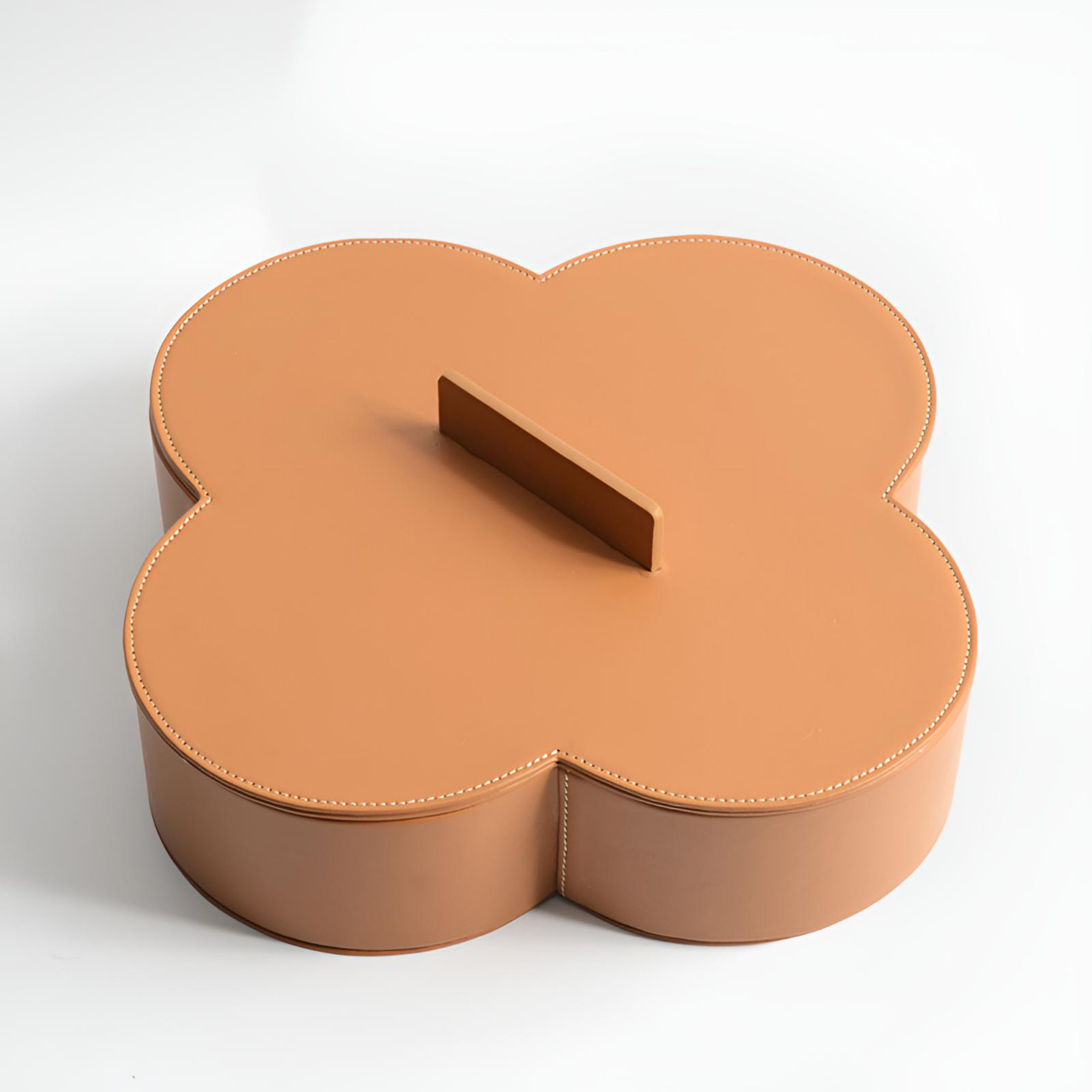 Latitude Run® Luxury Clover Storage Box - Gold Brown Leather Jewelry ...