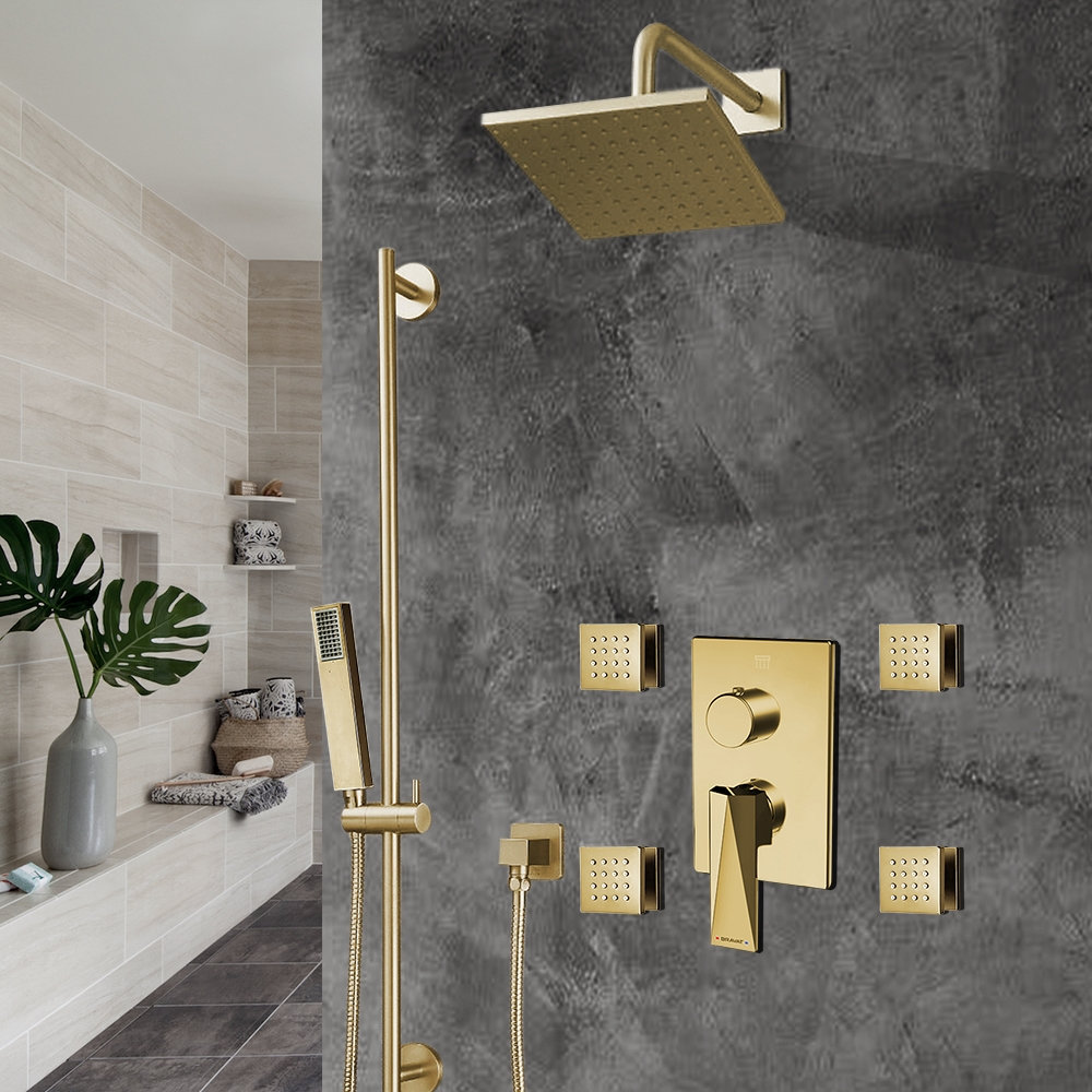 FontanaShowers Bravat Square Shower Set with Thermostatic Mixer | Wayfair