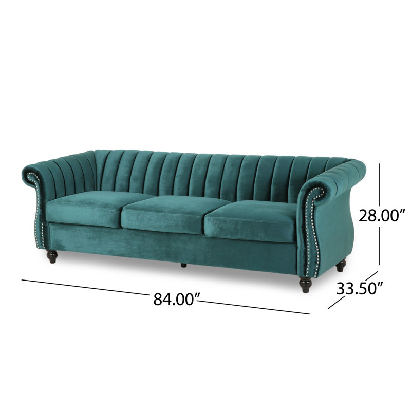 House of Hampton® Fleury 84" Velvet Rolled Arm Sofa & Reviews | Wayfair