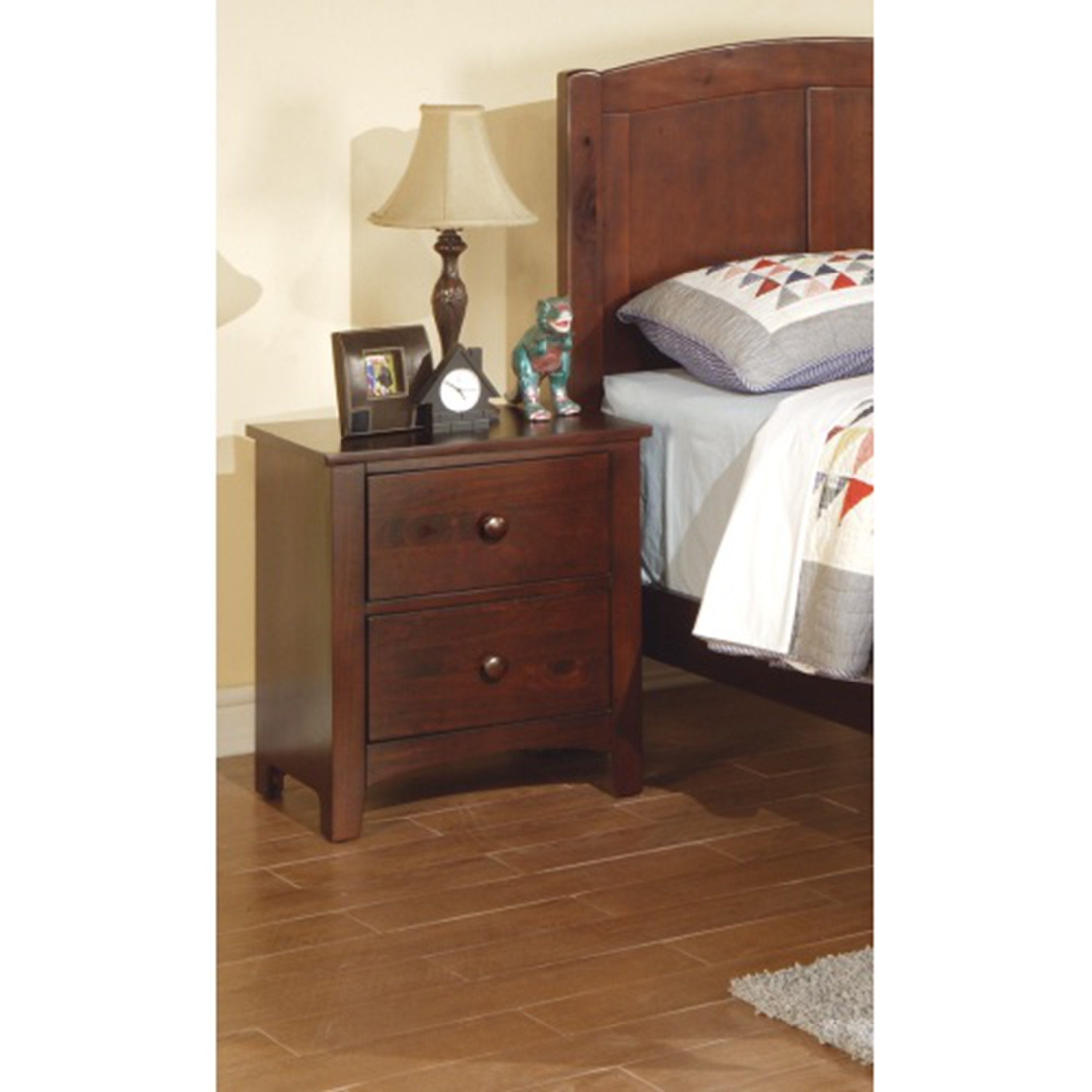 Red Barrel Studio Deep Oak Two-Drawer Pine Veneer Nightstand - Modern ...