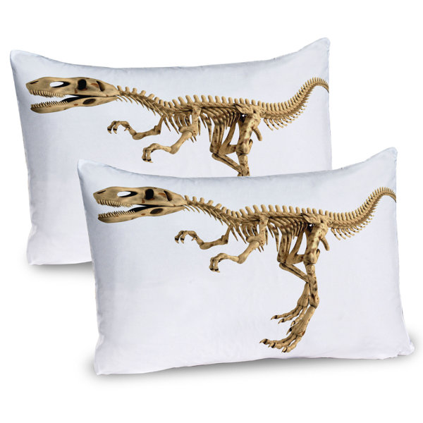 Ambesonne Dinosaur Pillow Sham 2 Pack Fossil Dino Skeleton Pale Brown ...