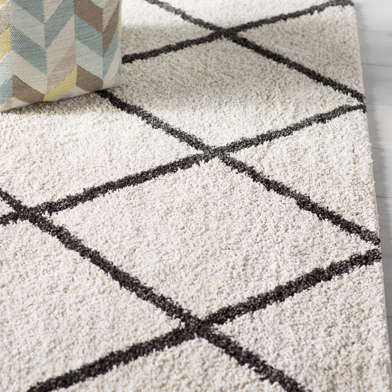 George Oliver Finkle Flatweave Performance Ivory/Charcoal Rug & Reviews ...