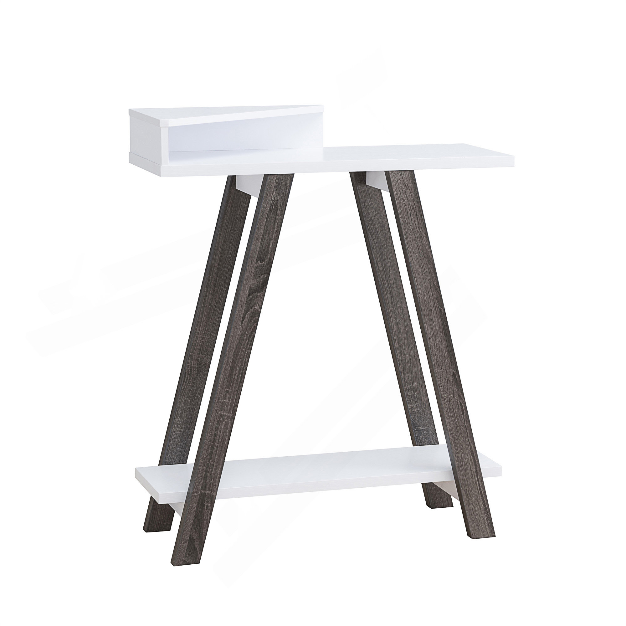 Gracie Oaks Contemporary Two Toned Console Table With Two Shelves | Wayfair