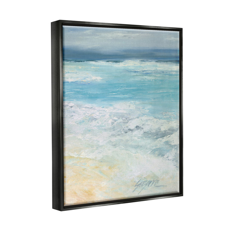 Rosecliff Heights Au-409-Framed " Modern Beach Waves Abstract Shore ...