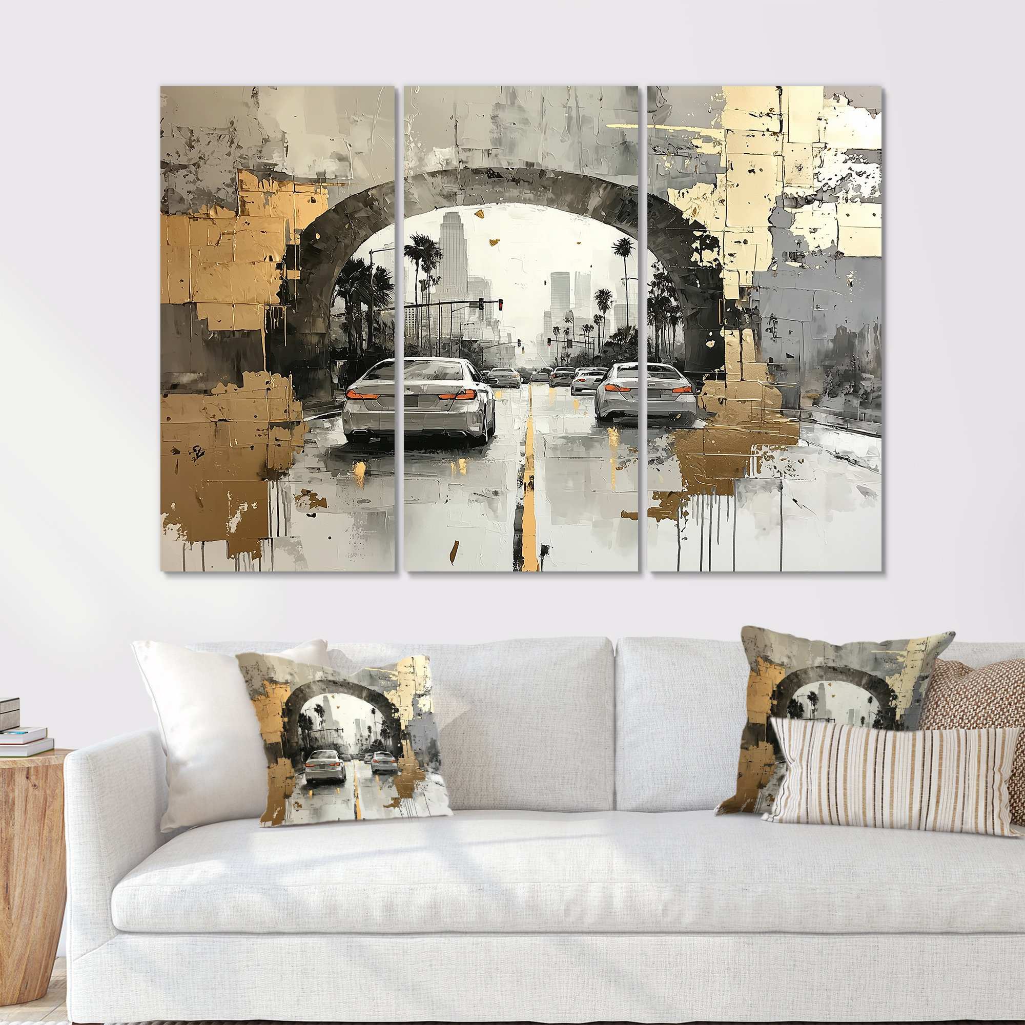 House of Hampton® Los Angeles In Gold And Grey Tones - Los Angeles Wall ...
