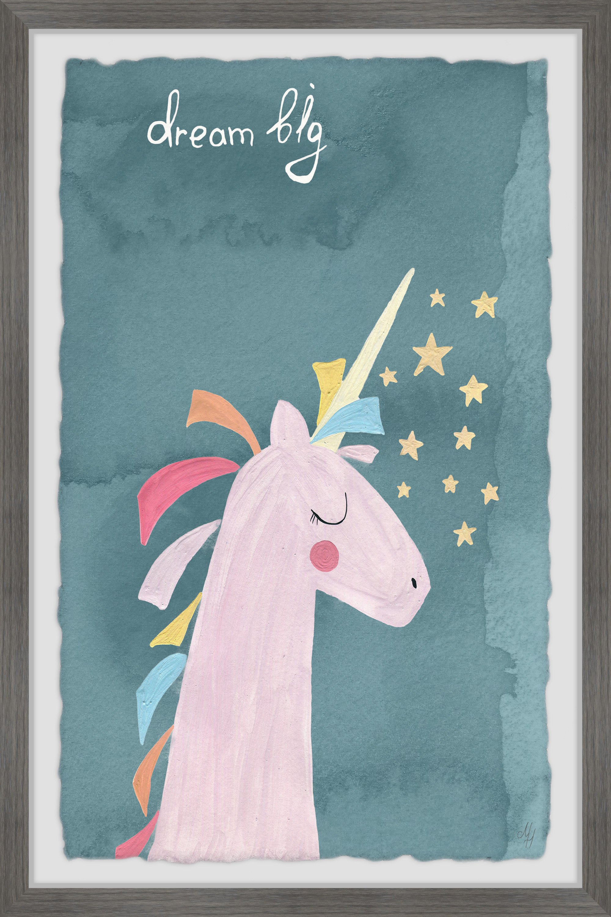 Isabelle & Max™ Crosland 'Dream Big Unicorn' Framed Print | Wayfair