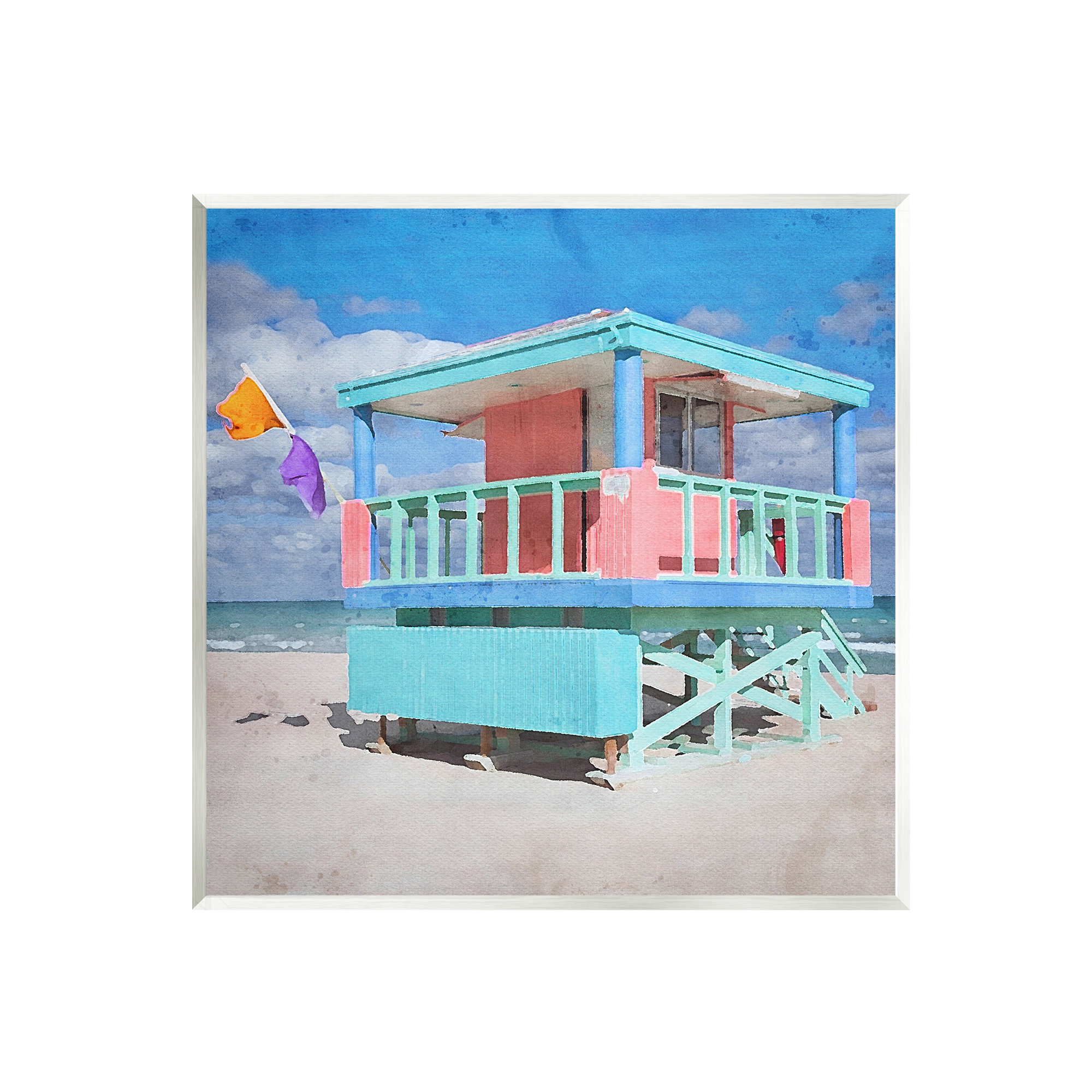 Stupell Industries Blue Summer Beach Hut On MDF by LSR Design Studio ...