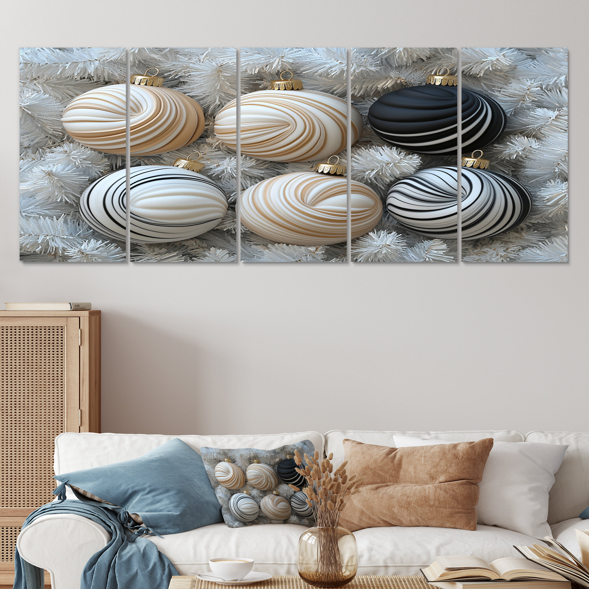 The Holiday Aisle® Gold And Black Christmas Peppermint Swirl ...