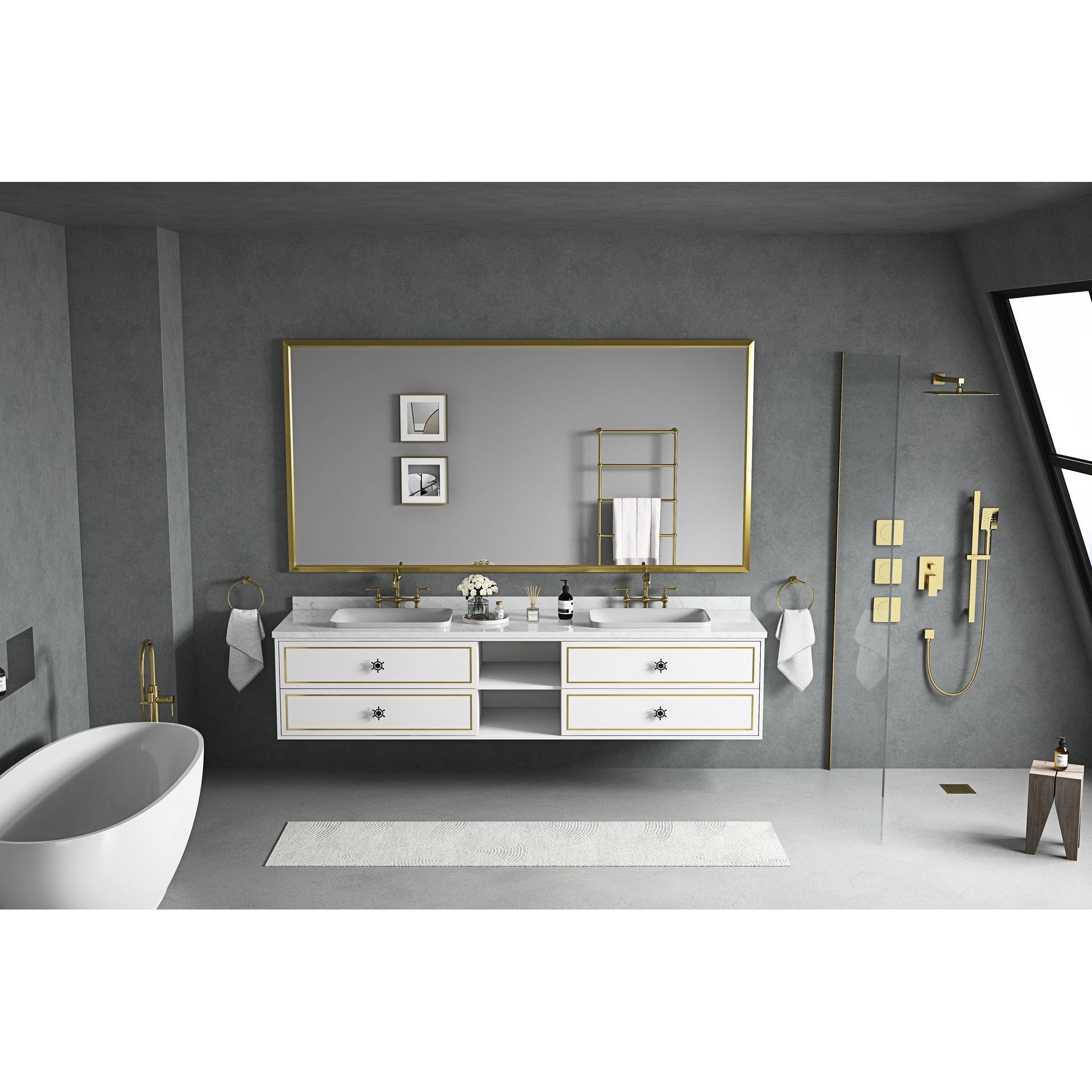 Hokku Designs Metal Framed Mirror For Bathroom, Rust Finish, No ...