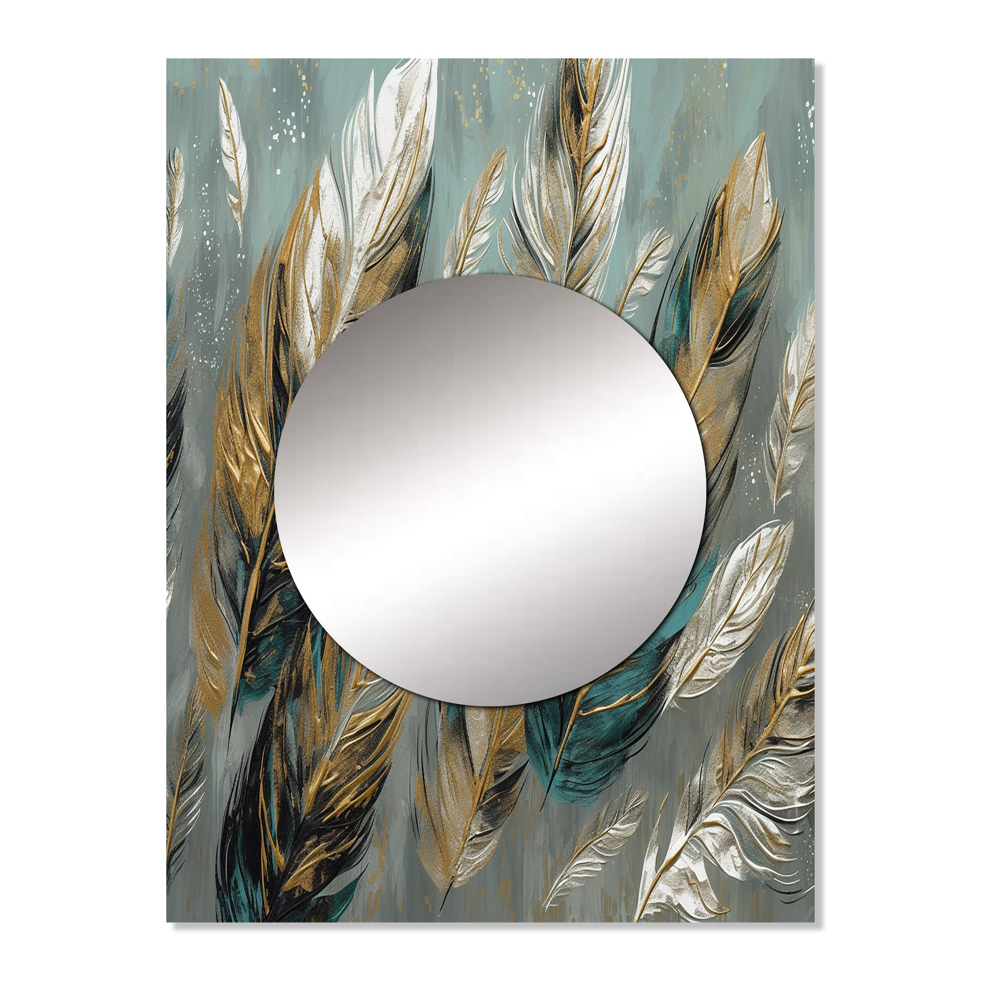 East Urban Home Gold Feather Extravaganza I - Glam Feather Mirror Wall ...