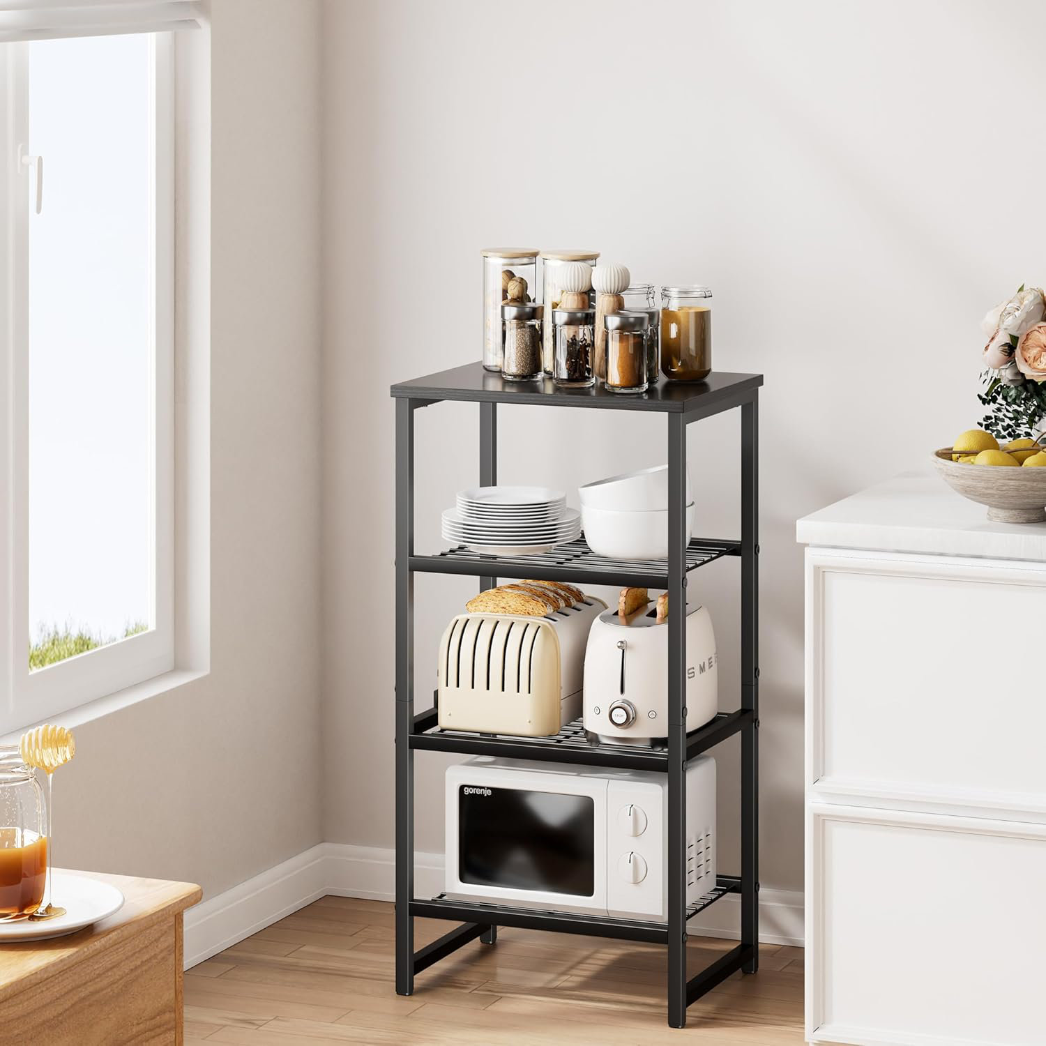 Passetas Printer Stand Holder 4 Tier - Heavy Duty Metal Shelving Unit ...