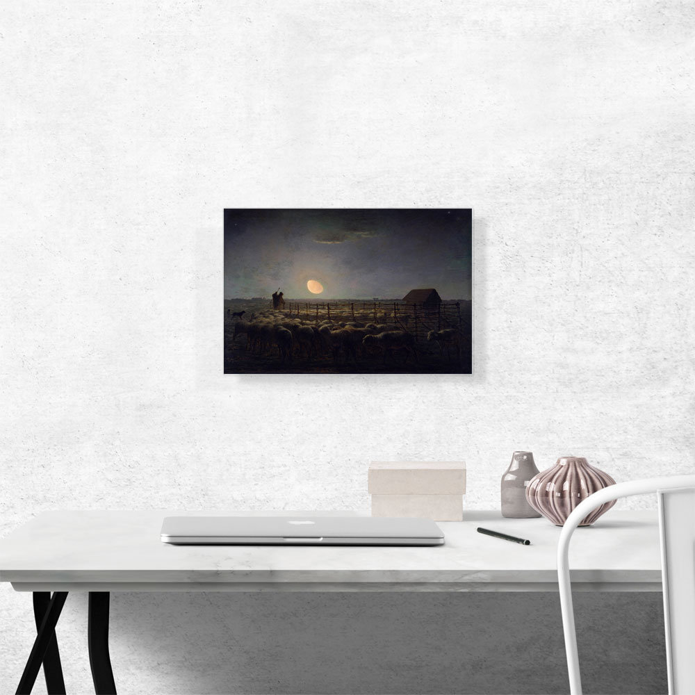 ARTCANVAS The Sheepfold Moonlight On Canvas by Jean-Francois Millet ...