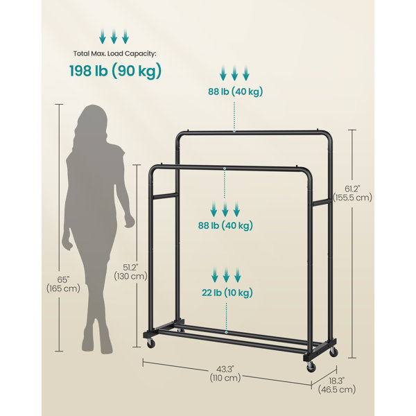 Rebrilliant Clothes Rack, Garment Rack On Wheels, Coat Rack, 2 Lockable ...