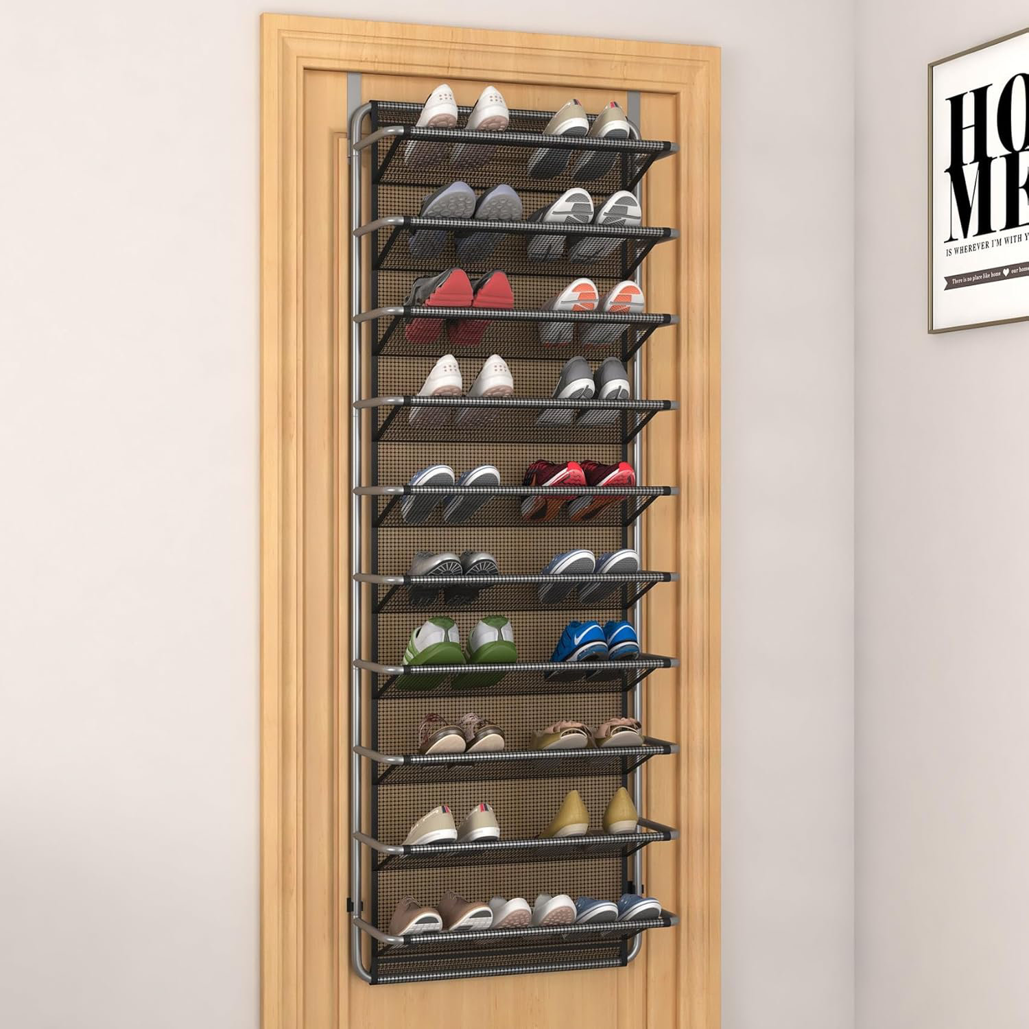 17 Stories 10 Tier Shoe Rack Over The Door Shoe Organizer Hanging Shoe ...