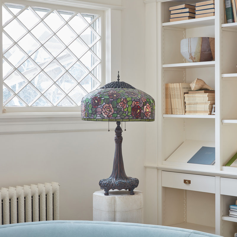 River of Goods 35.5''H Rose Bush Tiffany-Style Stained Glass Table Lamp ...