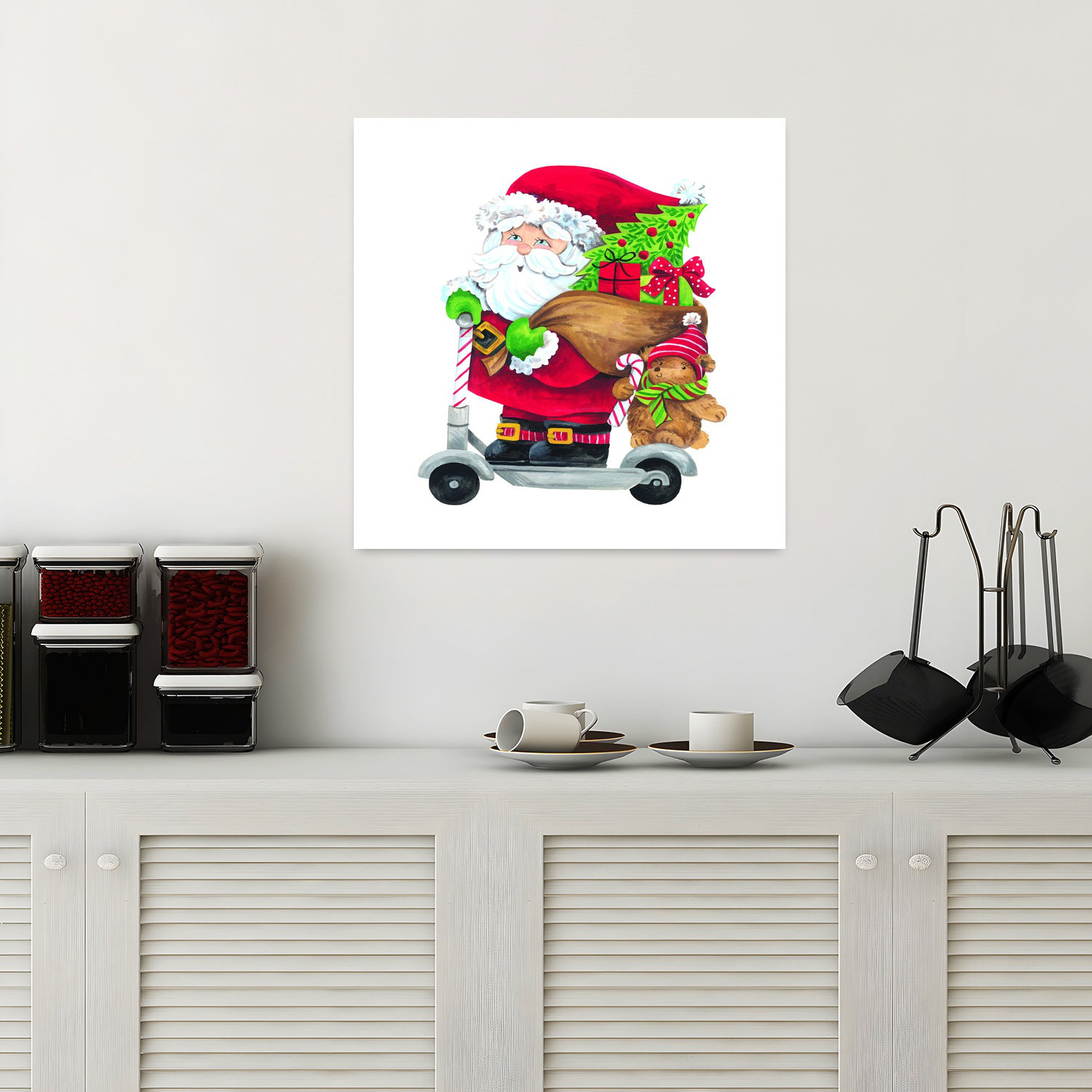 Ophelia & Co. Scootin' Santa Whimsical Contemporary Bear Art | Wayfair