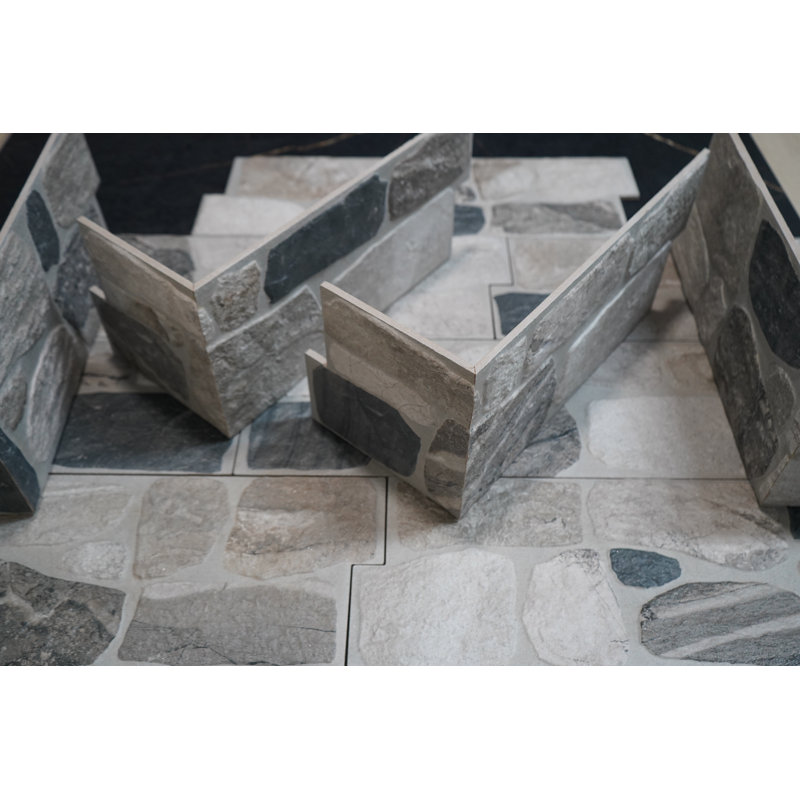 SB TILE AND STONE 6" x 24" Square Porcelain Stacked Stone Wall & Floor ...