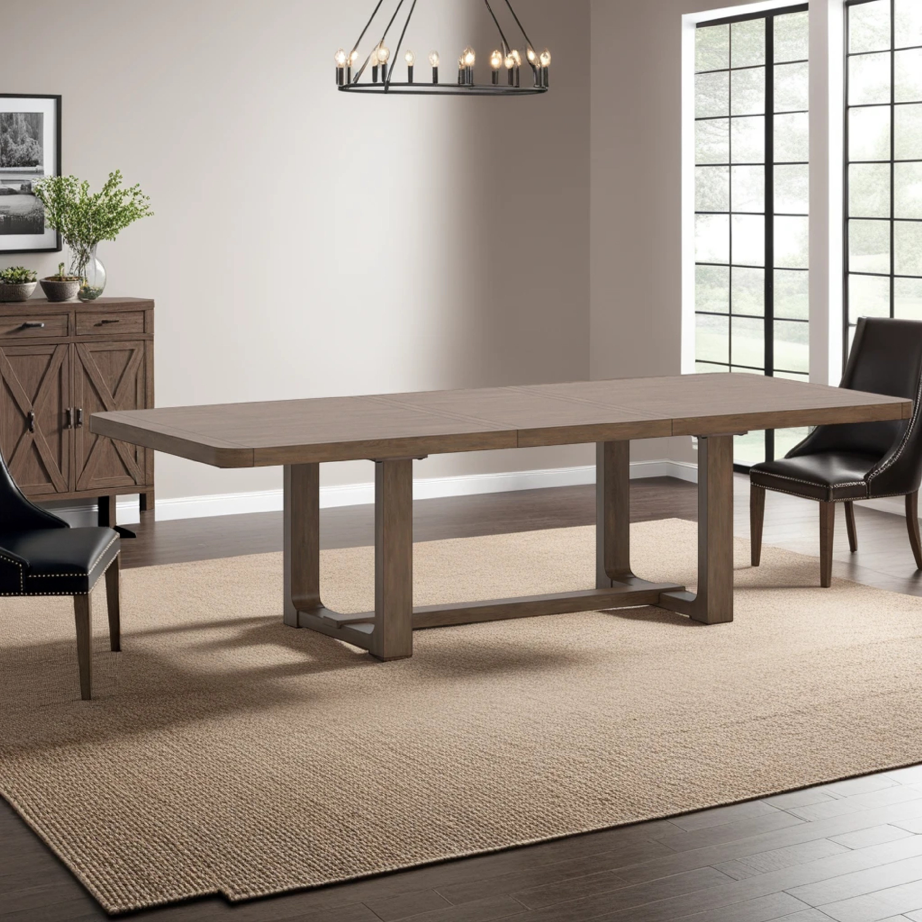 Benjara Cabal Dining Table, Extendable 84-108 Inch Top, Farmhouse Brown ...