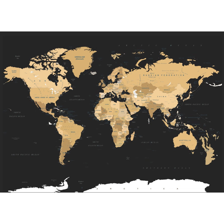 GK Wall Design Political World Map Maps 6.25' L x 112" W Paintable Wall ...