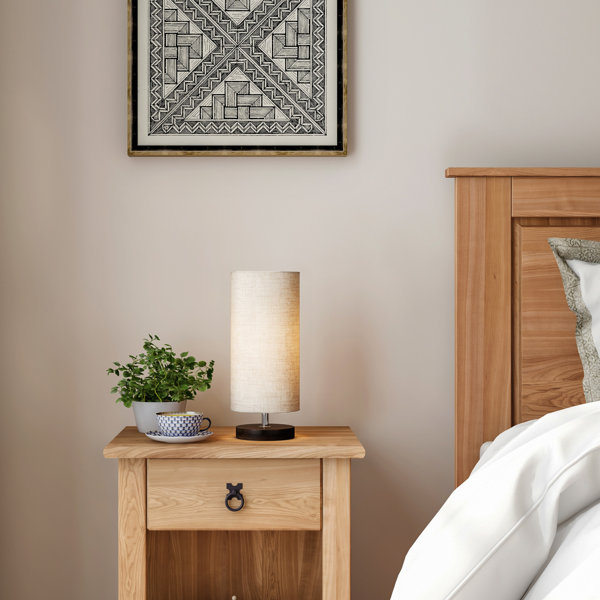 Wrought Studio™ Oronoco 12" Table Lamp with Wood Base - Modern Cylinder ...