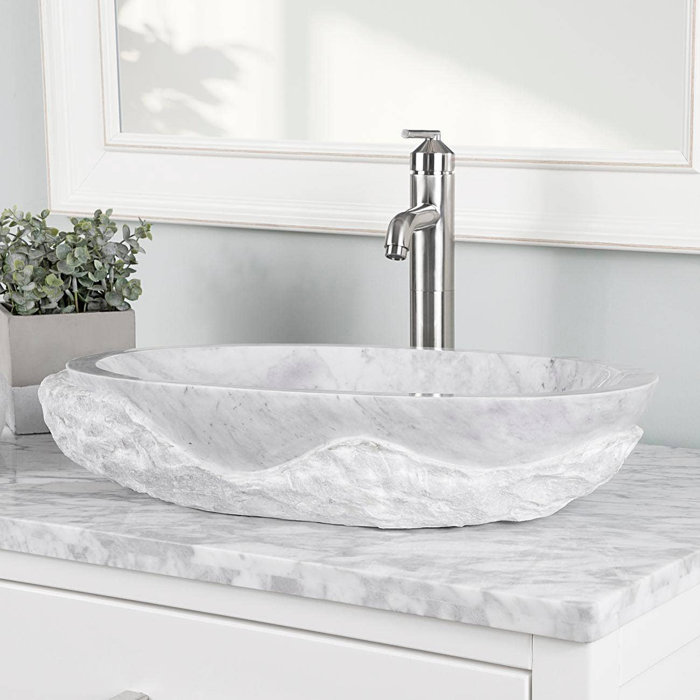 Chevington Taft Marble Vessel Sink 13.78'' Marble Oval Bathroom Sink ...