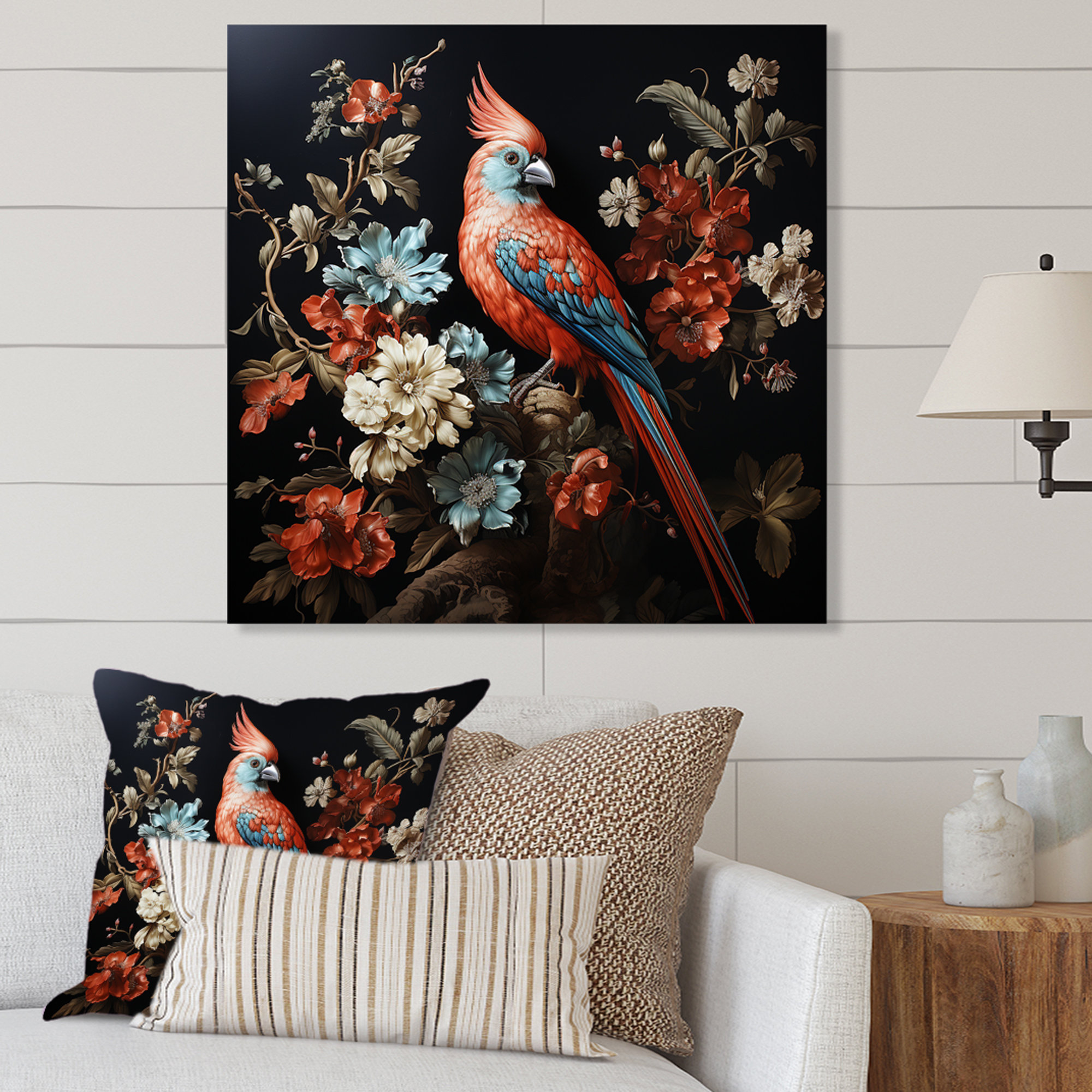 Lark Manor™ Red Bird Serenity Blooms - Nursery Teddy Bear's Metal Wall ...