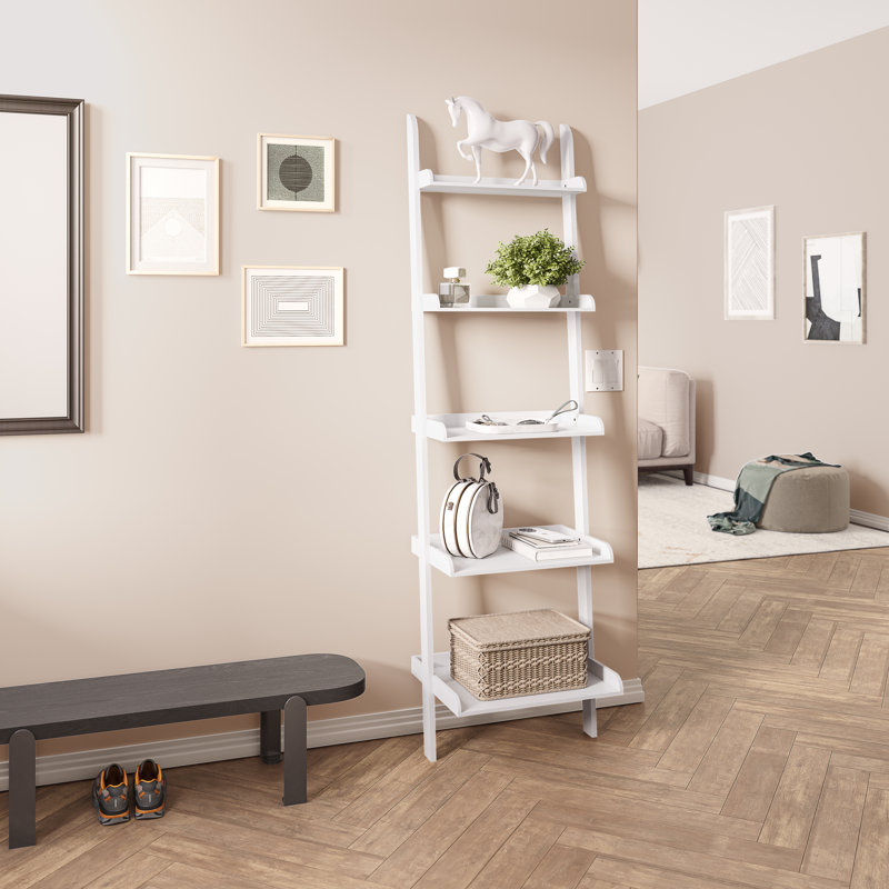 Ballucci Lado 5-Tier 67" H x 18" W Wood Leaning Ladder Bookcase ...