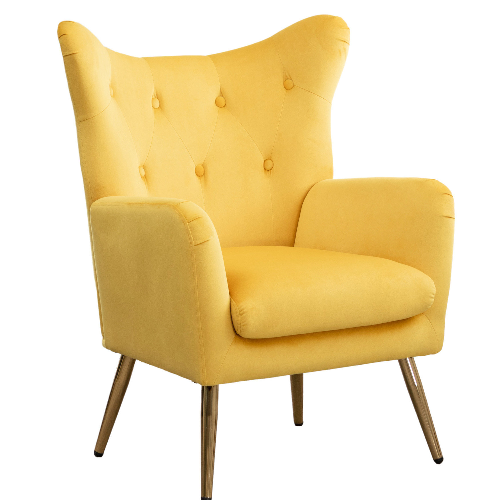 Latitude Run® Velvet Wing Back Accent Chair - . Button For Luxury. Soft ...