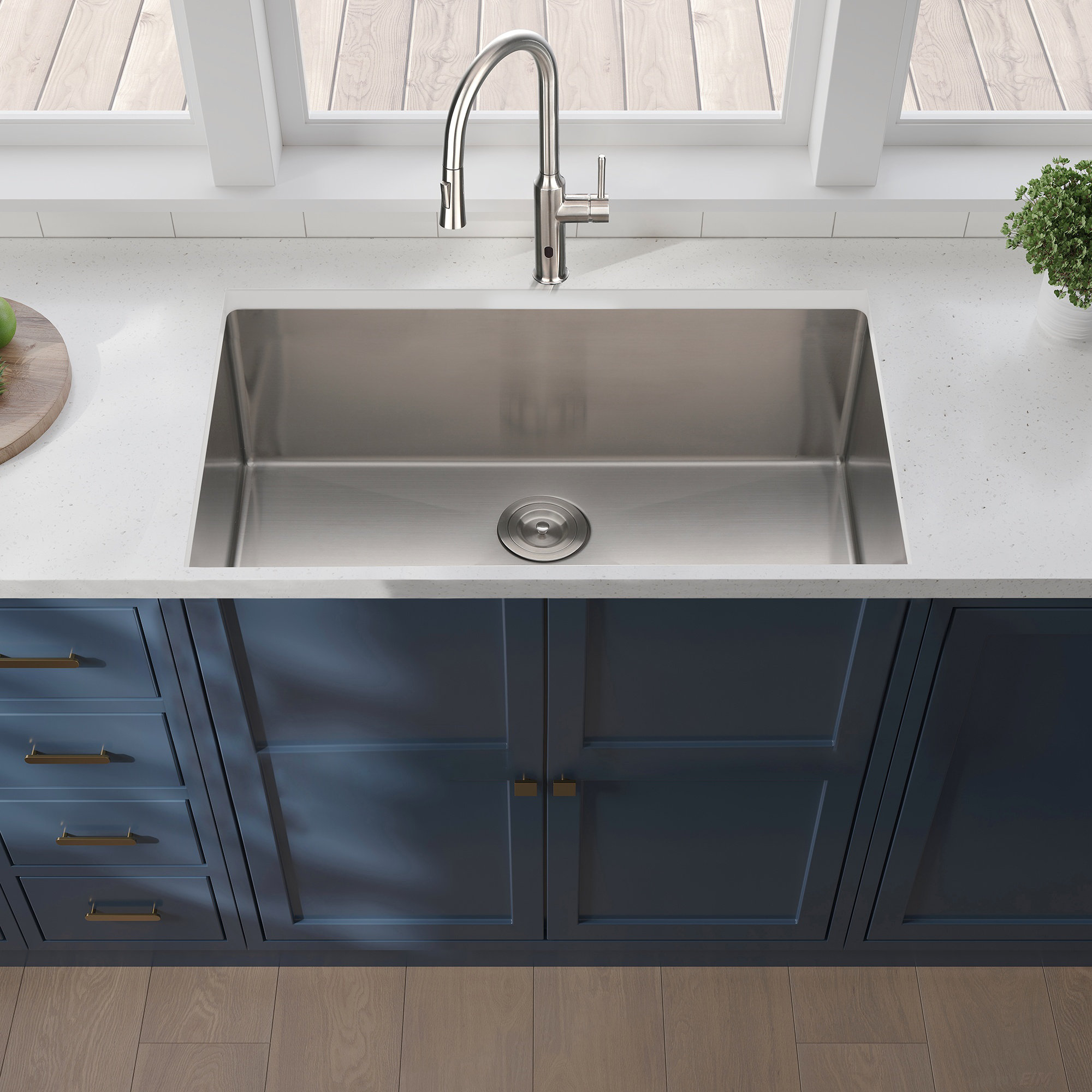 CHENGGUHENGXIN 33x19x10"Undermount Single Bowl Stainless Steel Kitchen ...