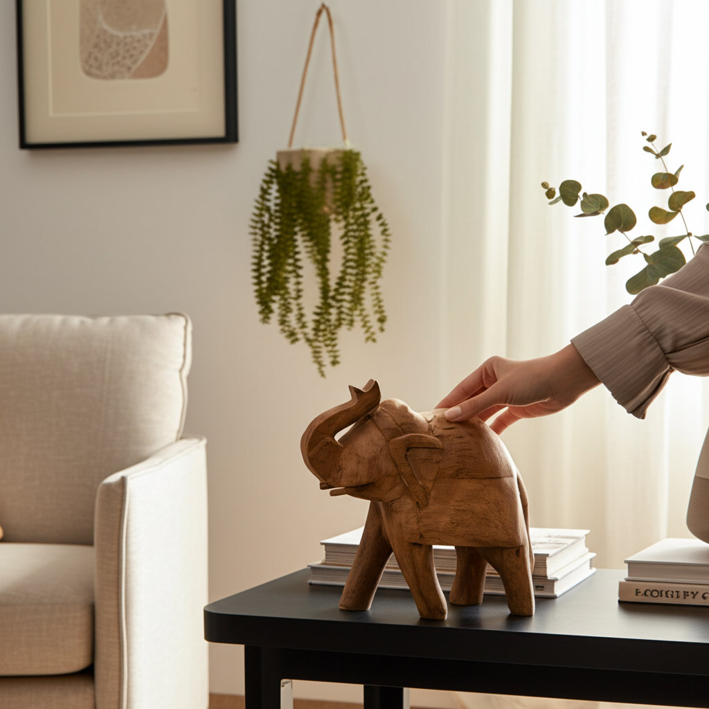 Millwood Pines Boase Mango Wood Elephant Figurine - Handcrafted Brown ...