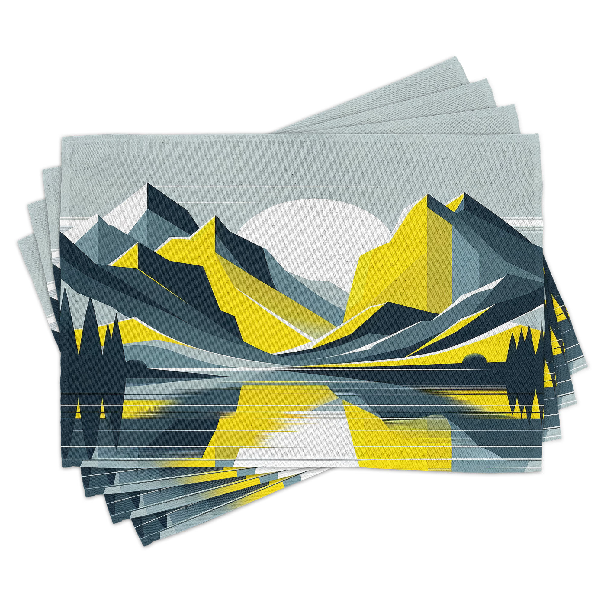 Ambesonne Lake Place Mats Set of 4 Modern boho Sunrise Mountains ...